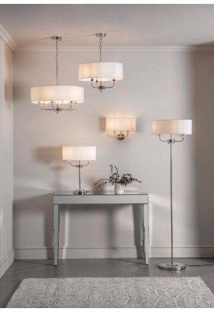 Endon 61608 Daley - Nickel Wall Lamp with Vintage White Shade
