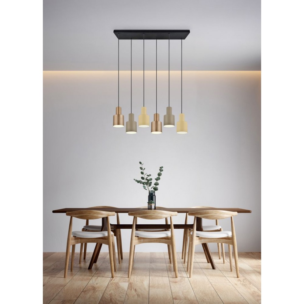 Trio 319400617 Agudo - Black 6 Light over Island Fitting