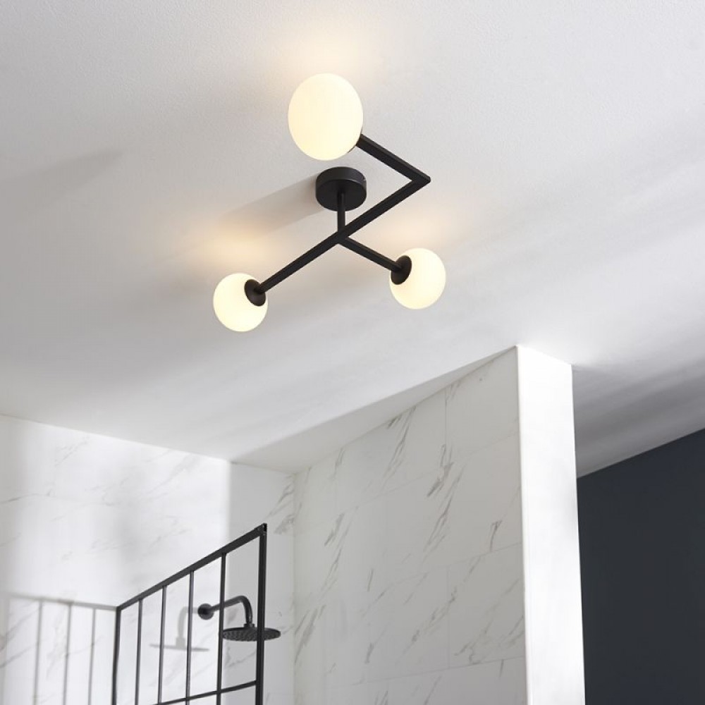Endon-93905 Spa - Bathroom Matt Black 3 Light Ceiling Lamp
